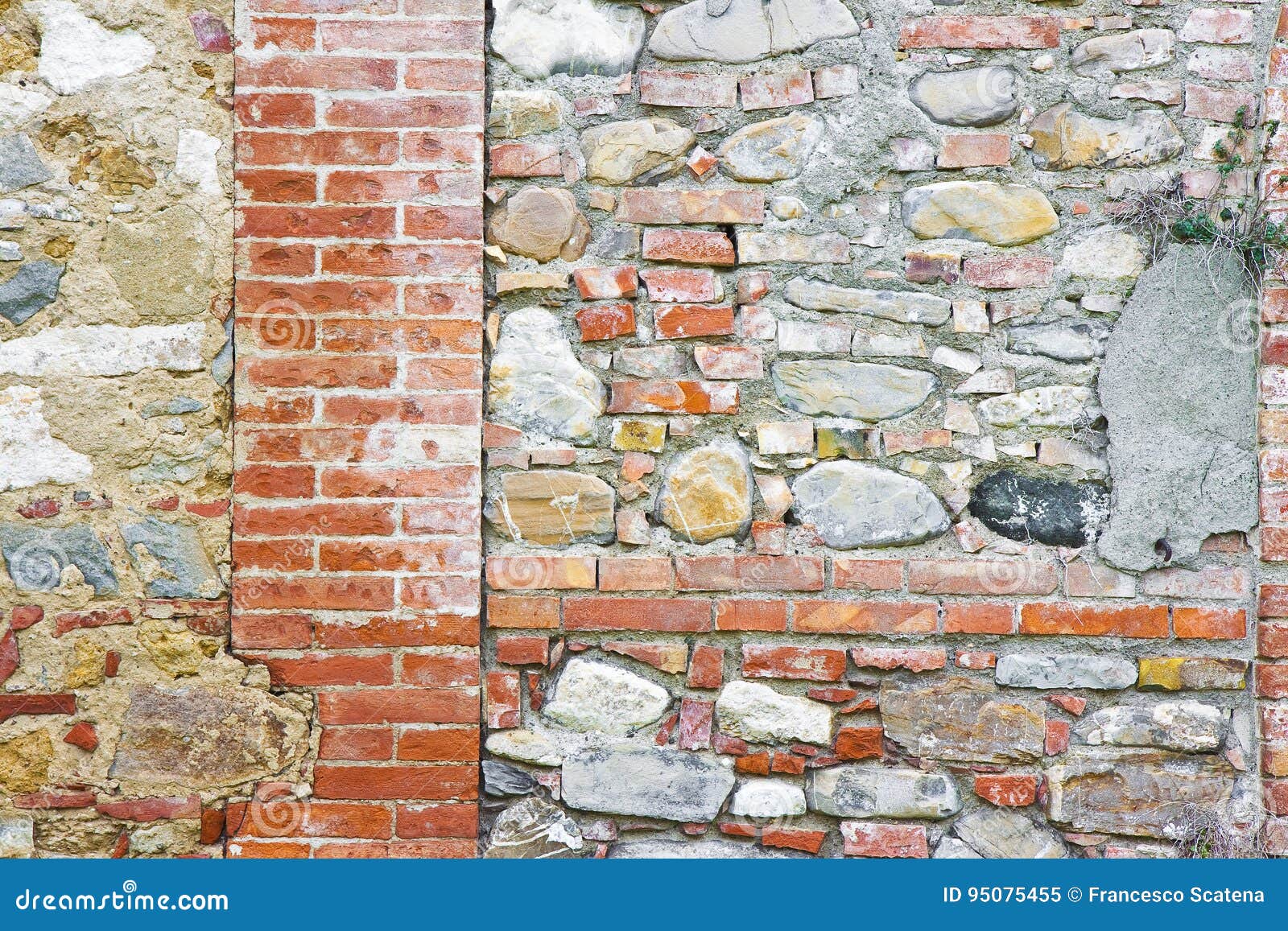 Typical Italian Old Stone and Brick Wall Stock Image - Image of rustic ...