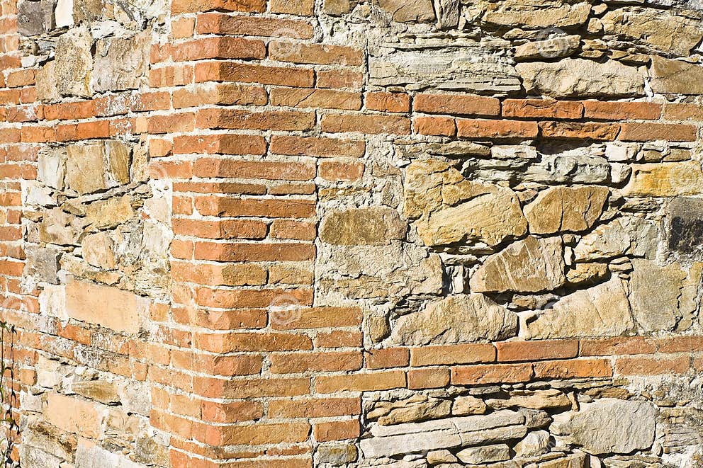 Typical Italian Stone and Brick Wall Stock Photo - Image of italy ...