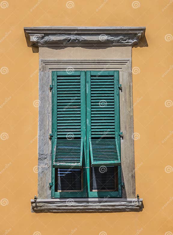 Typical Italian Window with Blinds Half Open Stock Photo - Image of ...