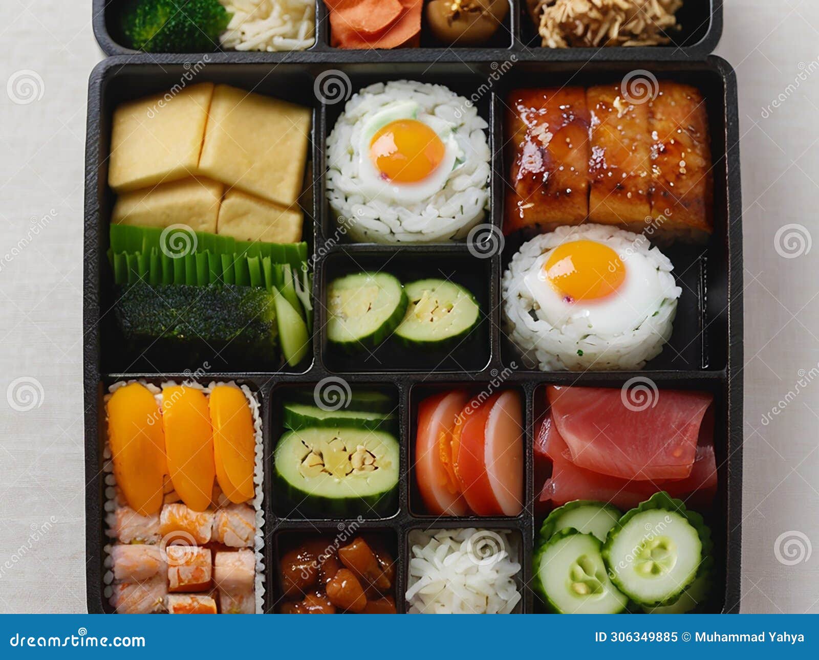 Typical Japanese Bento with Various Fillings Stock Illustration ...