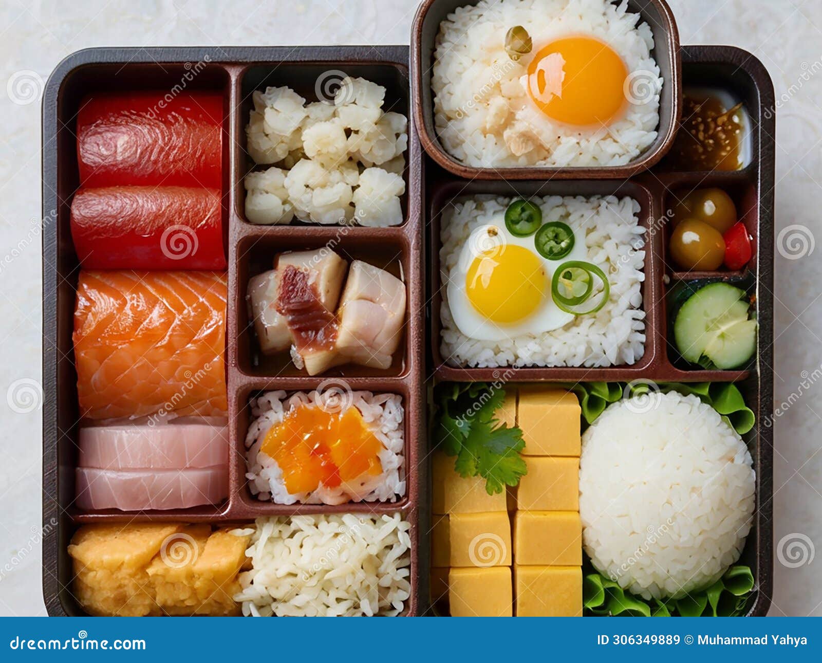 Typical Japanese Bento with Various Fillings Stock Illustration ...