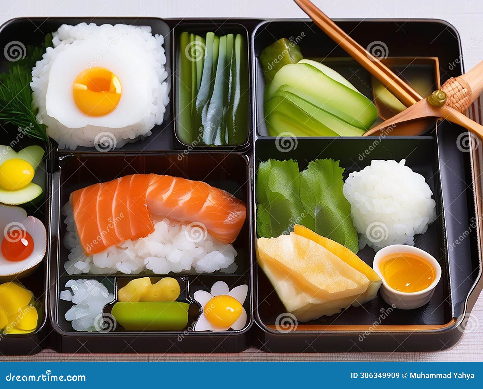 Typical Japanese Bento with Various Fillings Stock Illustration ...