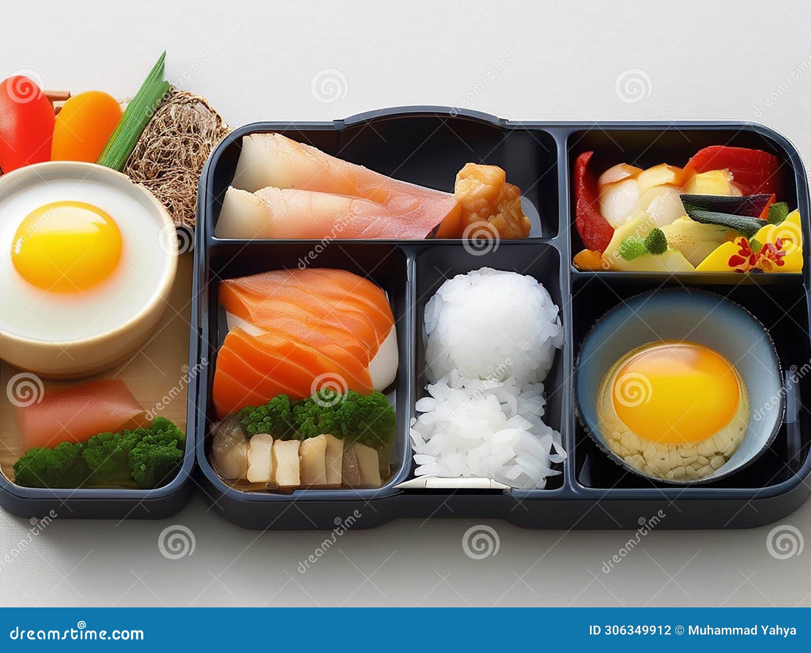 Typical Japanese Bento with Various Fillings Stock Illustration ...