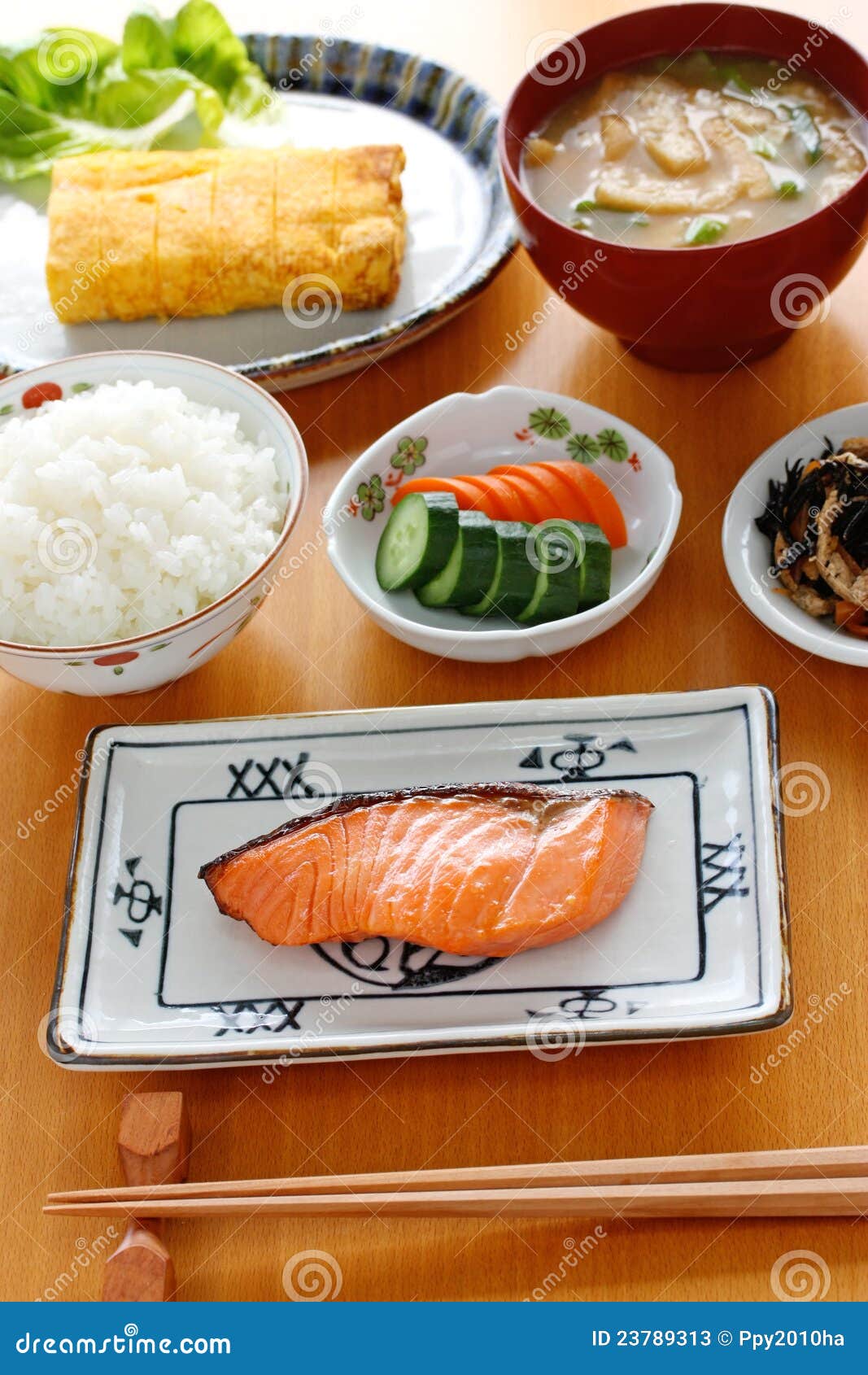 Typical Japanese Breakfast Image Stock Image - Image of miso, baked ...