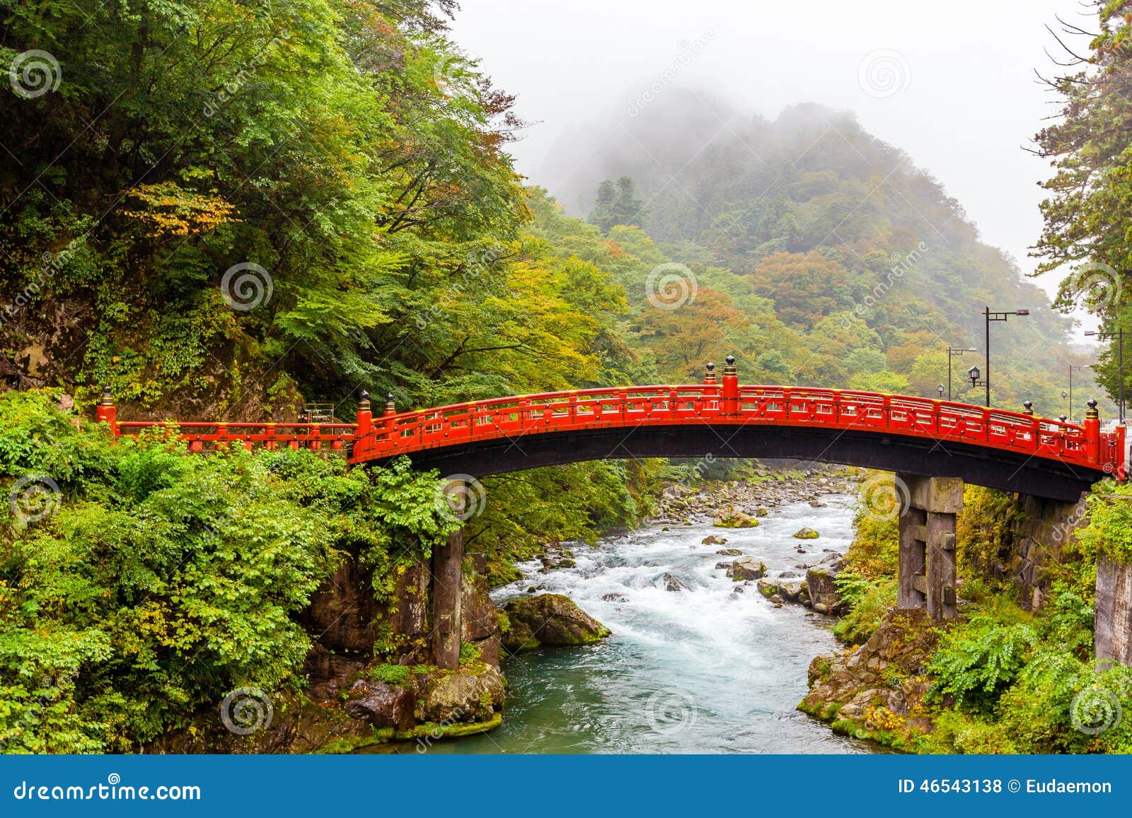 Typical Japanese Red Bridge in Nikko Stock Photo - Image of ...