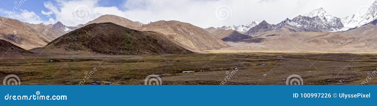 Panoramic View Typical Mountain Landscape - Tibet Stock Photo - Image ...