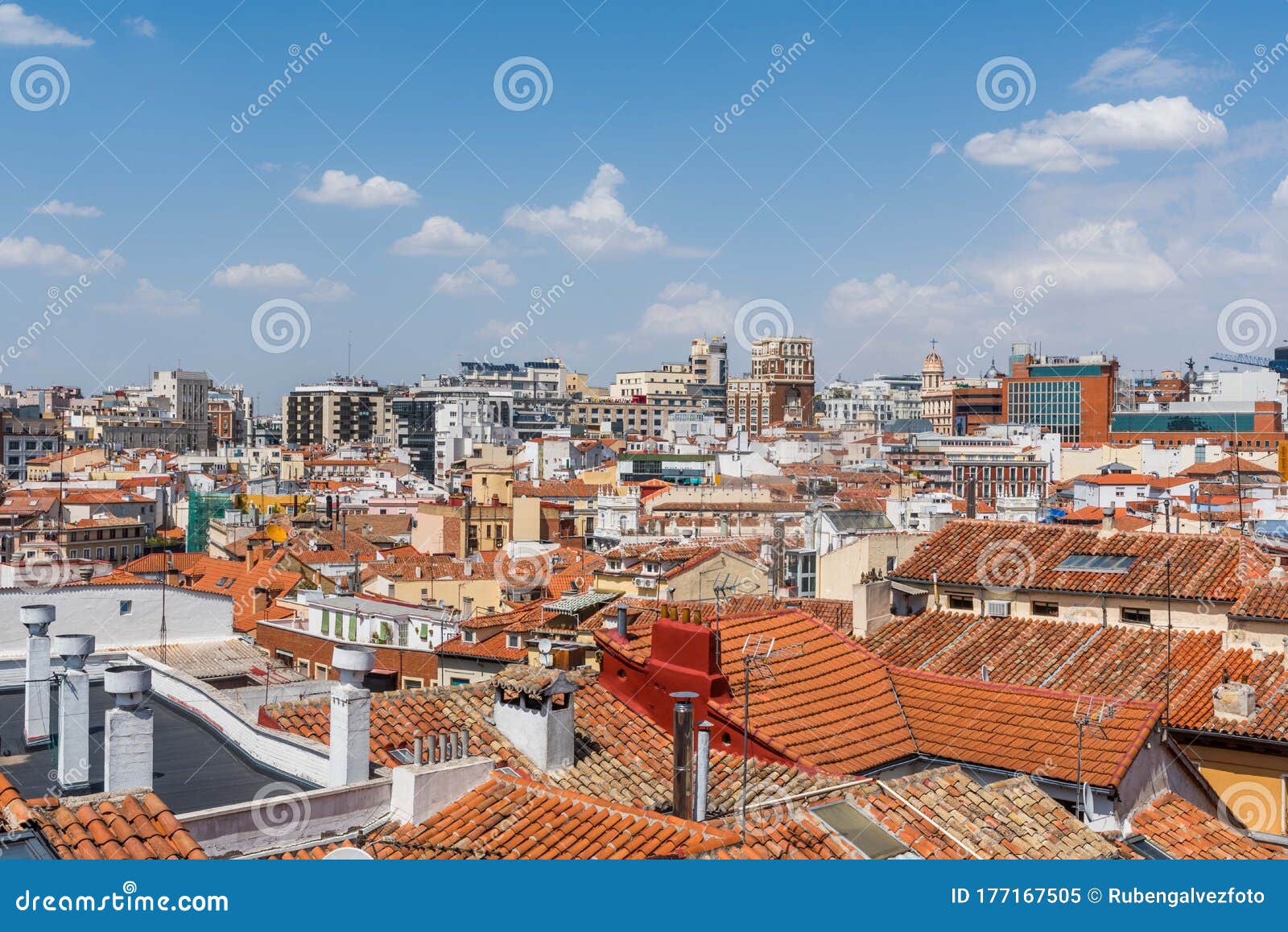 Typical Madrid Rooftops stock image. Image of urban - 177167505