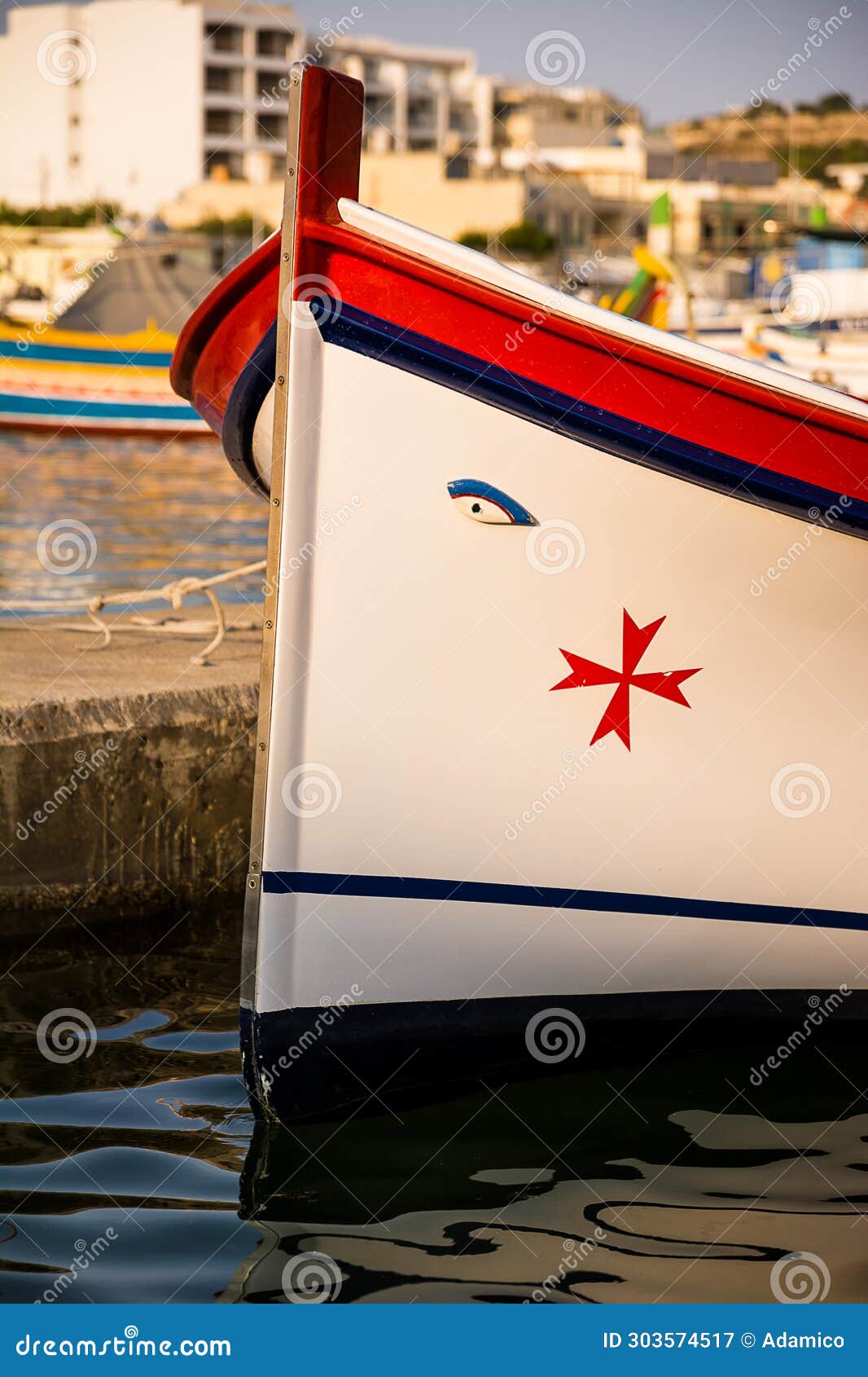 Typical Maltese Boat, Called Luzzo, with the Traditional Eyes and ...