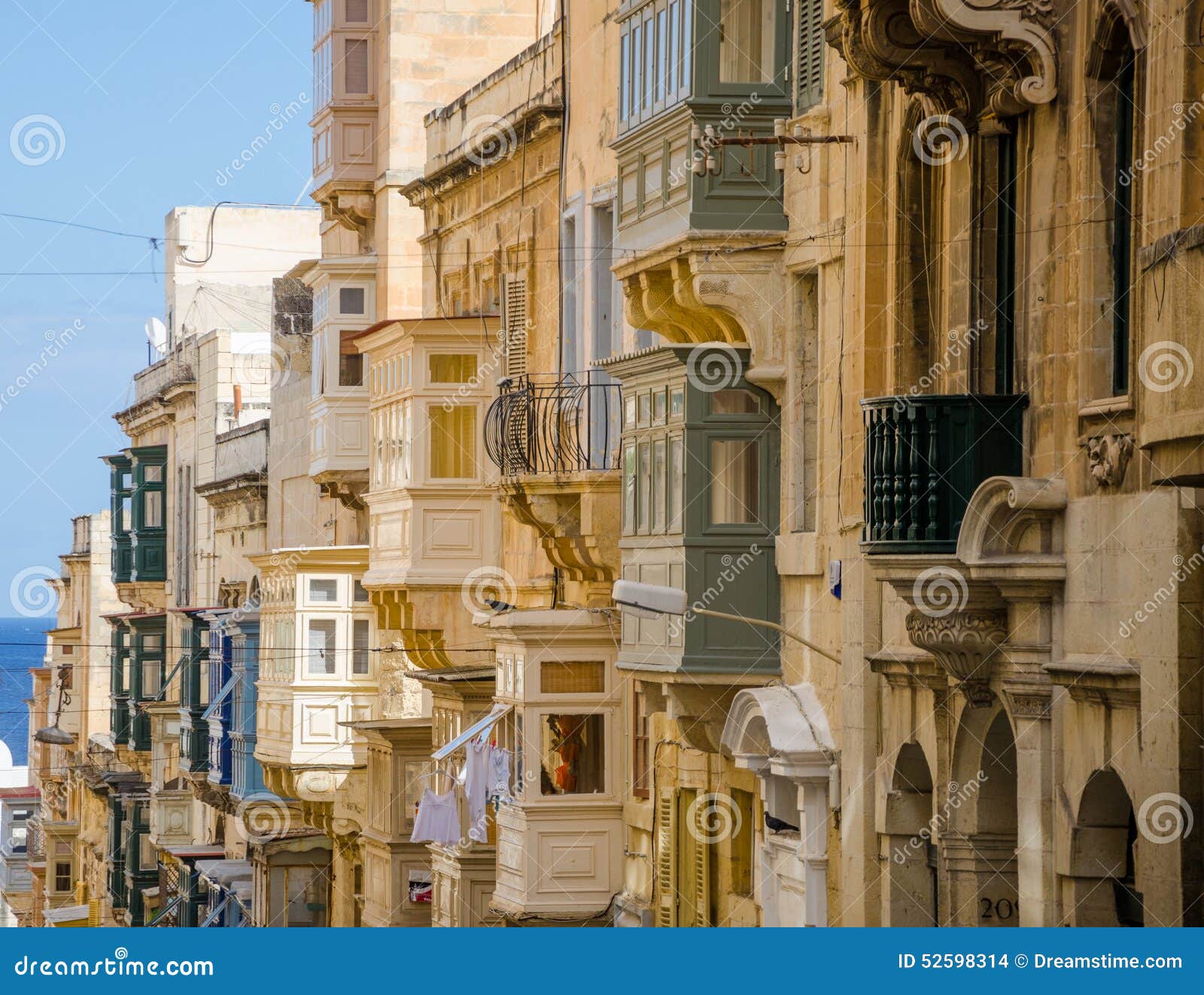 Typical Maltese Covered Balconies in Valletta, Malta Editorial Stock ...