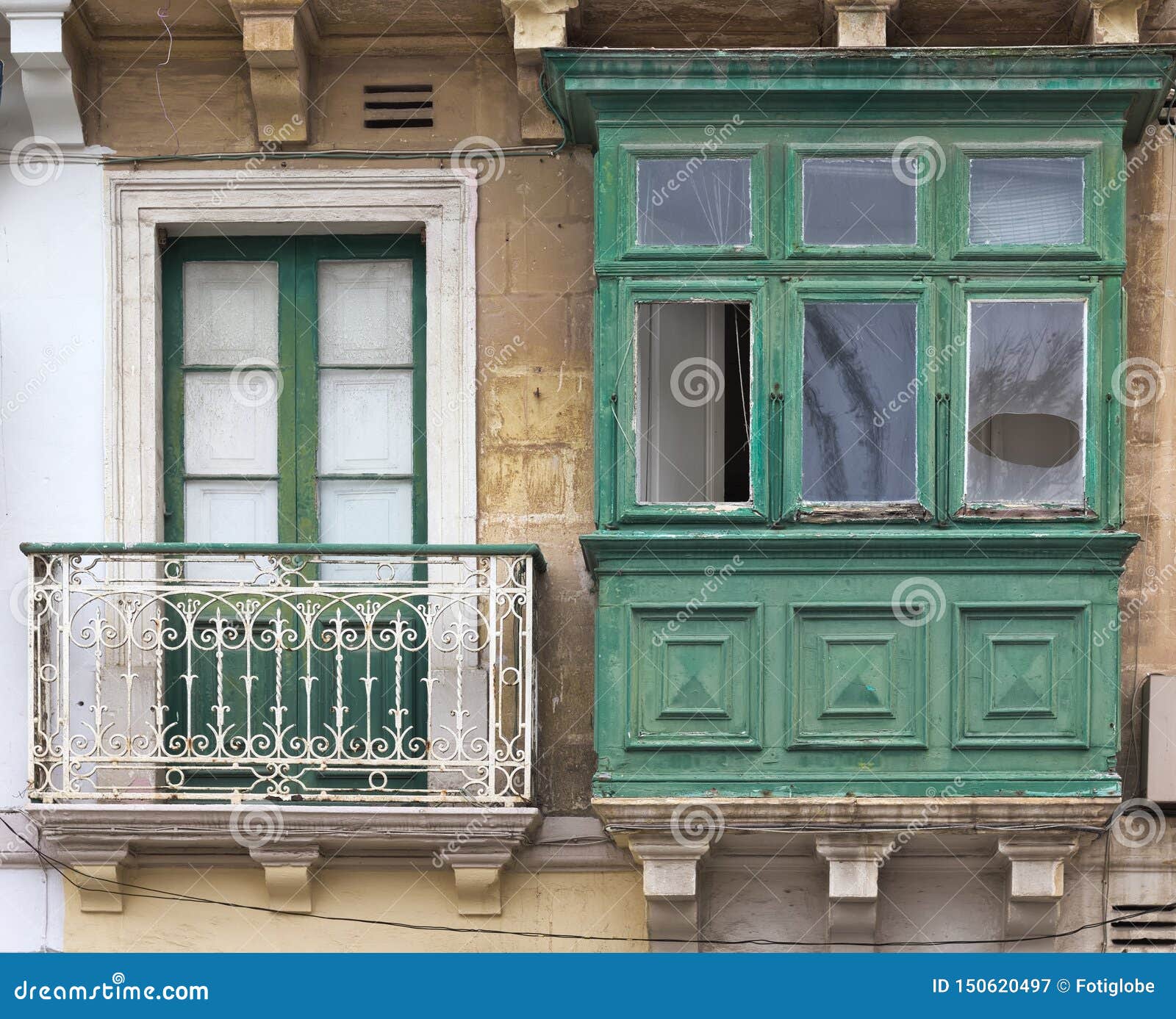Typical Maltese Covered Balcony and Windows Stock Image - Image of ...