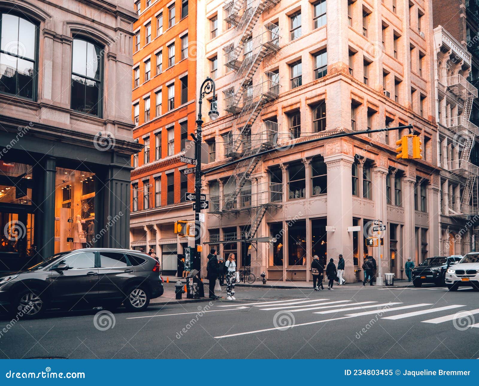 Typical Manhattan Apartment Blocks With Fire Escape Ladders And Water ...