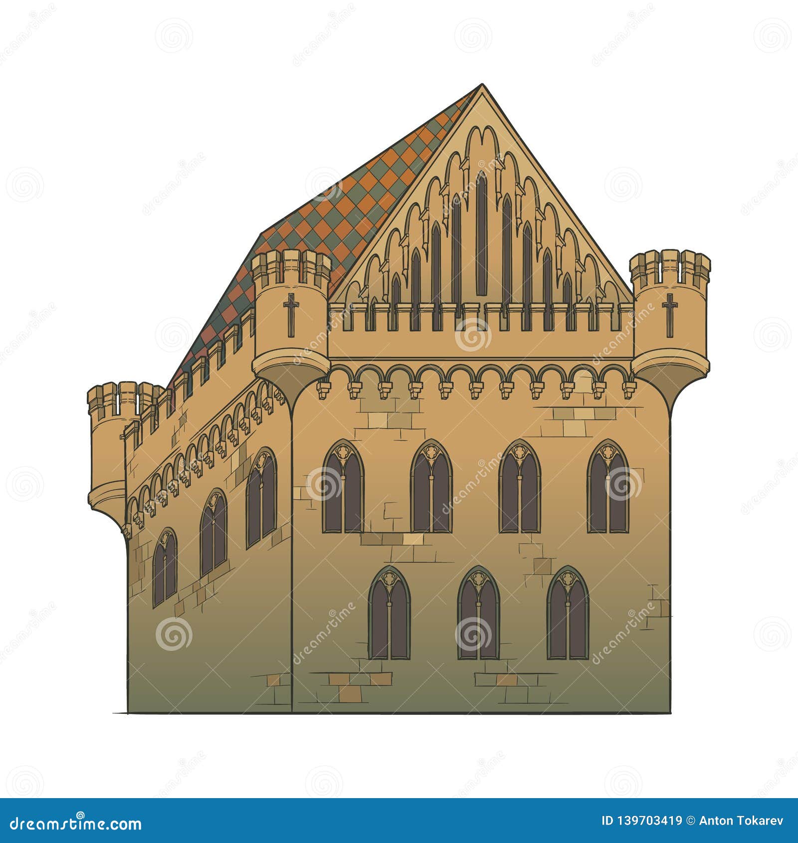Typical Medieval Castle. Element for the Medieval Style Illustrations Stock Vector ...