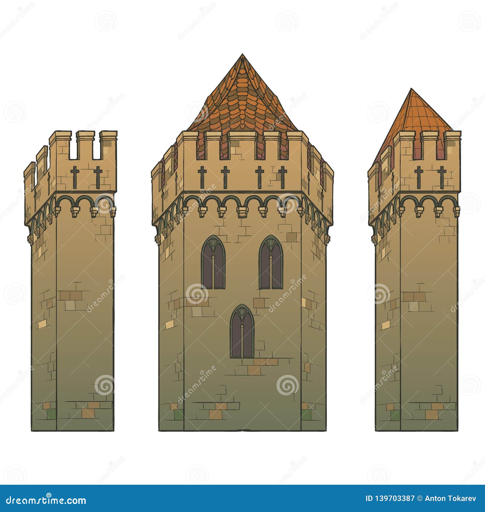 Typical Medieval Castle. Element for the Medieval Style Illustrations ...