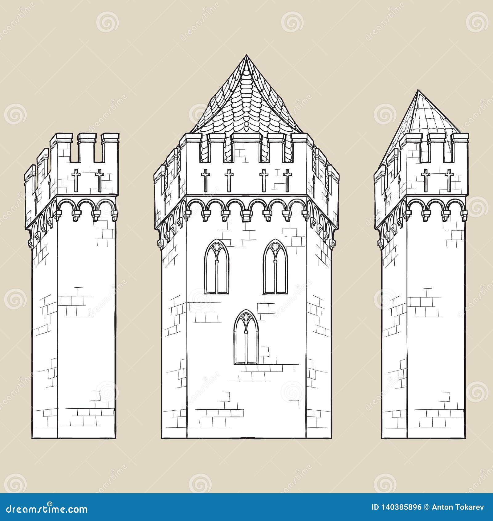 Typical Medieval Castle. Element For The Medieval Style Illustrations | CartoonDealer.com #140385968