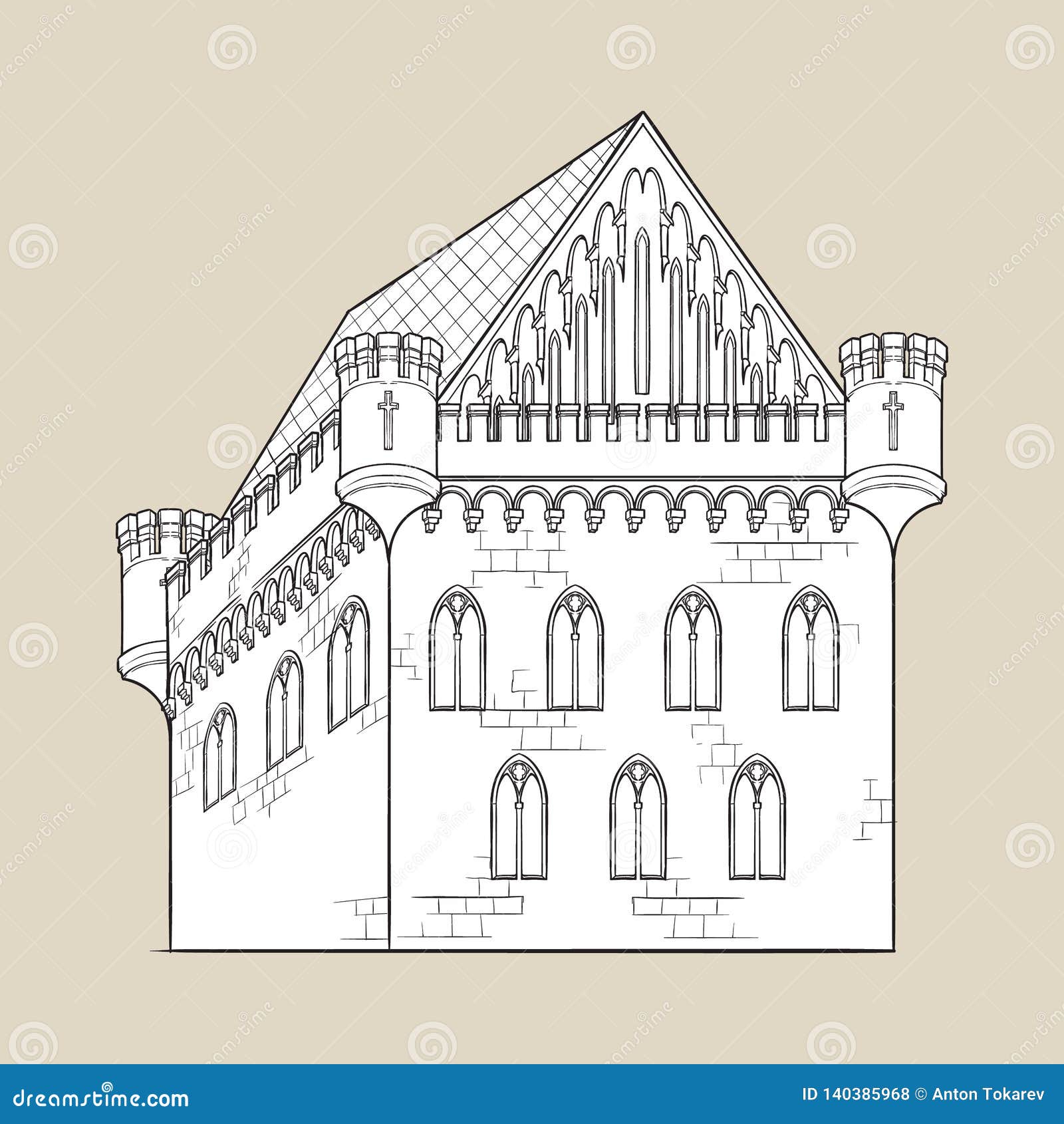 Typical Medieval Castle. Element For The Medieval Style Illustrations | CartoonDealer.com #140385968
