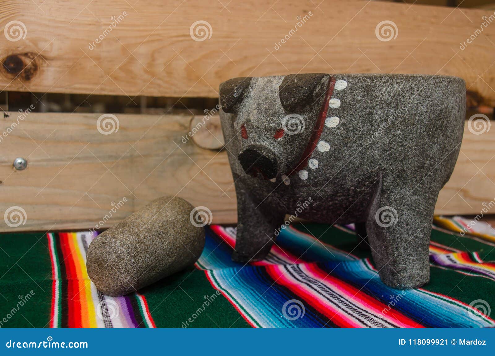 Traditional Mexican Molcajete and Tejolote Stock Image - Image of black ...