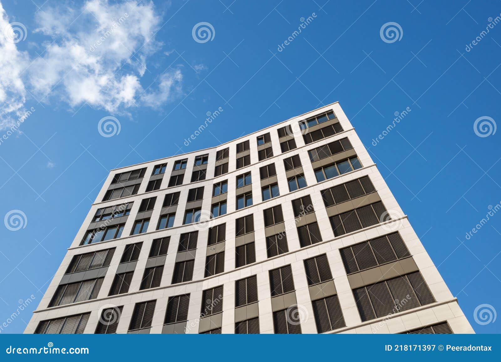 Typical Modern Building Against Blue Sky. Stock Image - Image of estate ...
