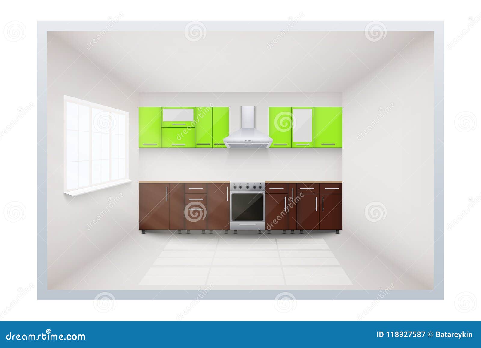Typical modular kitchen stock vector. Illustration of cook - 118927587
