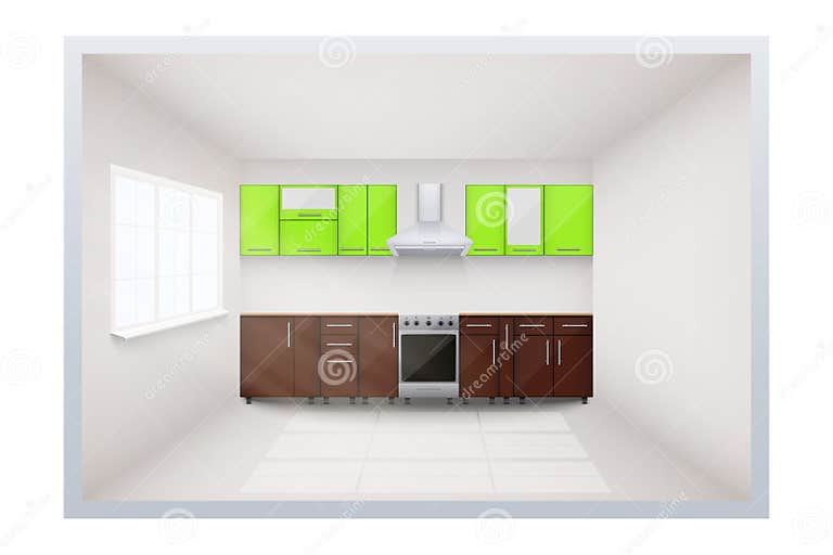 Typical modular kitchen stock vector. Illustration of cook - 118927587
