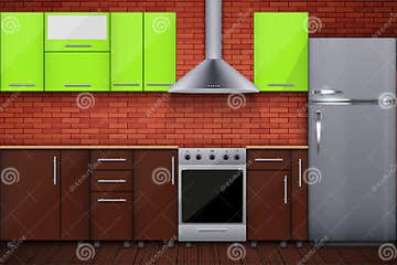 Typical modular kitchen stock vector. Illustration of cooking - 117620969