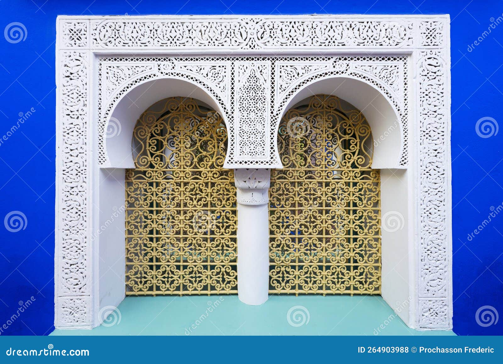 Typical Moroccan Window With Blue Wall Royalty-Free Stock Image | CartoonDealer.com #264903988