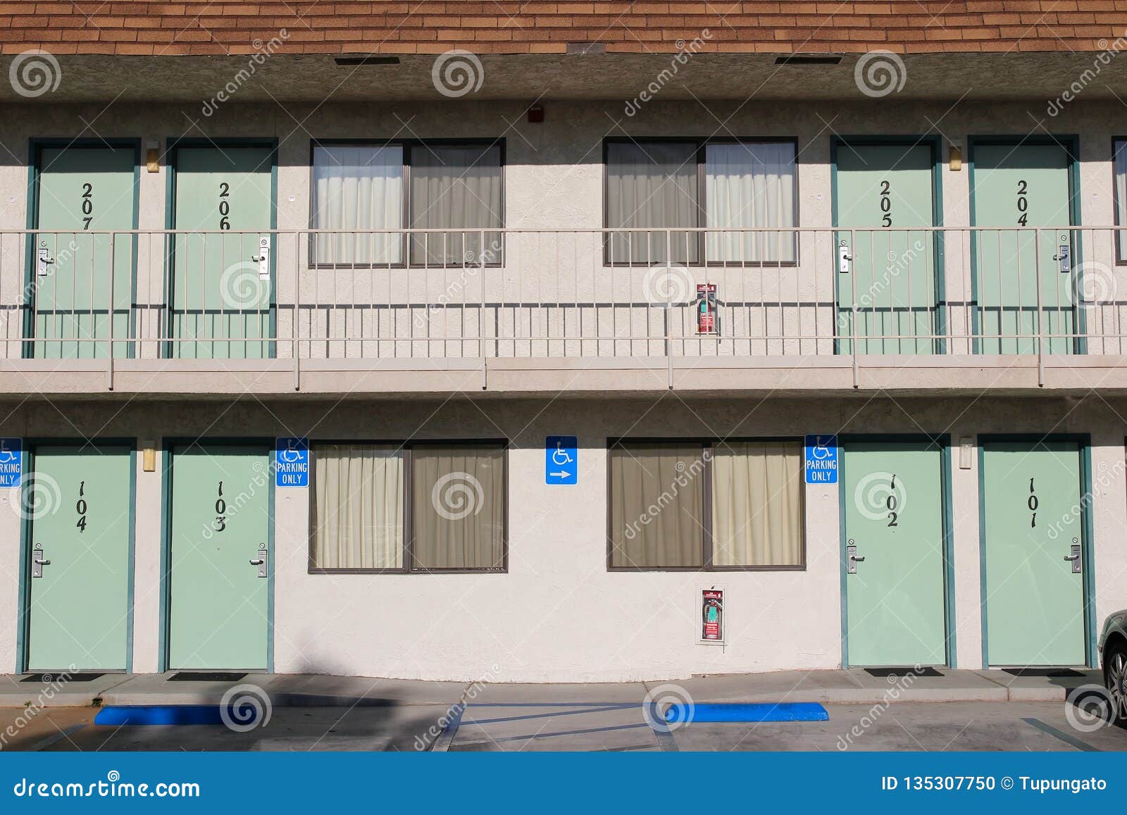 Typical motel, USA stock photo. Image of simple, inexpensive - 135307750