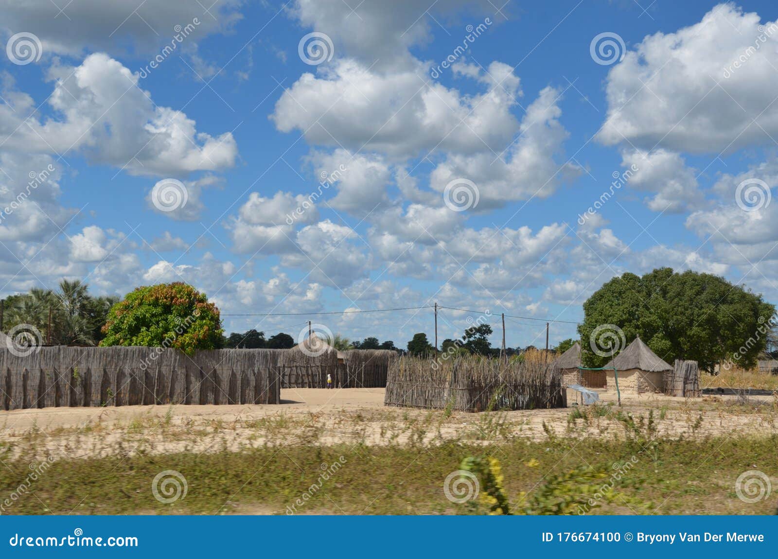 Typical Namibian Village with Cloudy Sky Stock Photo - Image of village ...