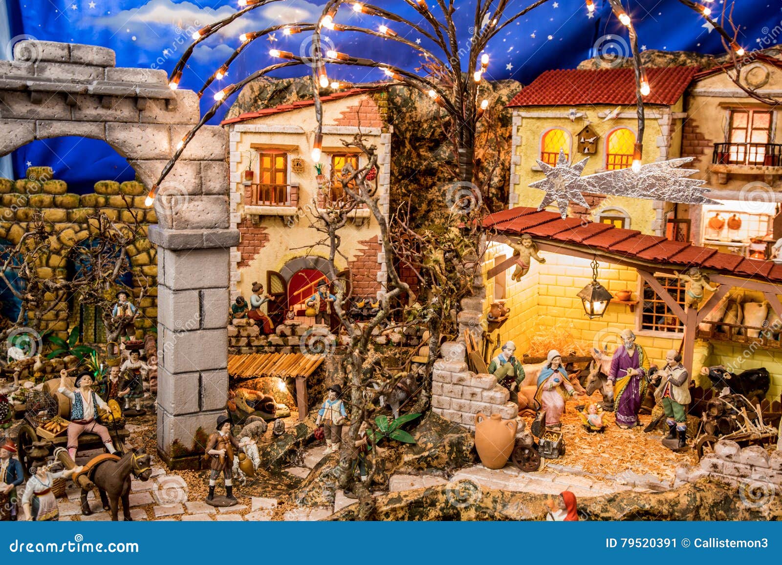 Typical Neapolitan Nativity Scene Stock Image - Image of bethlehem ...