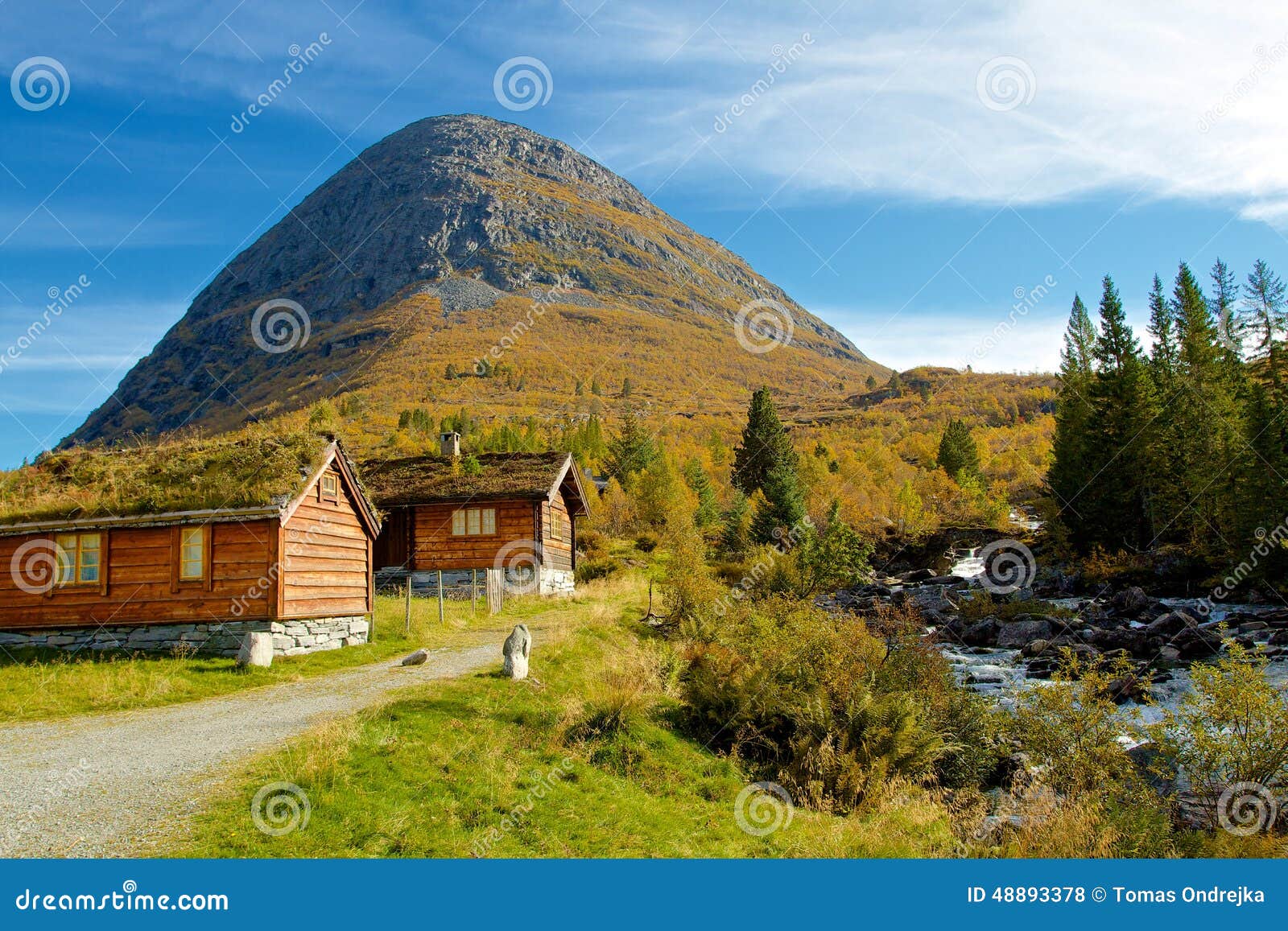 Typical Norwegian Mountain Village Scenery Stock Photo - Image of roof ...