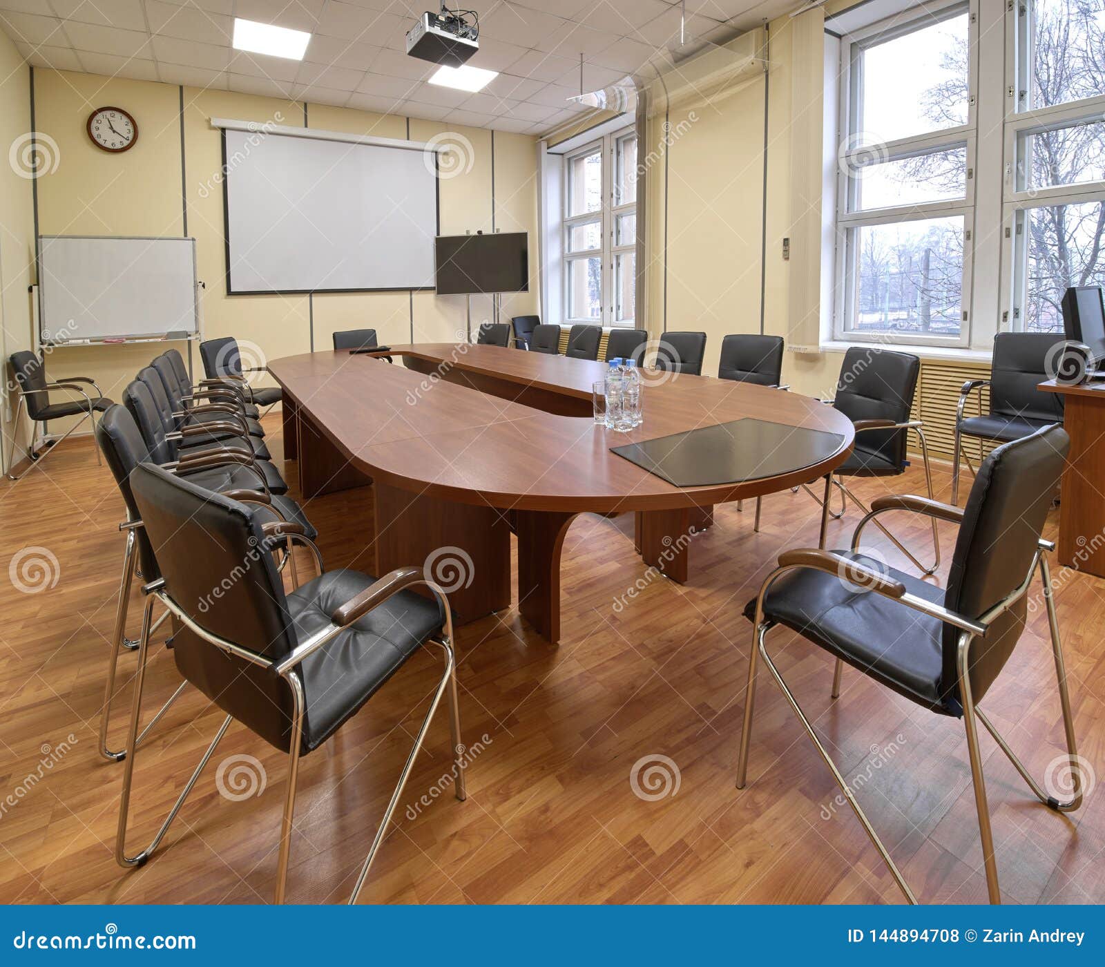 Typical Office Meeting Room, Long Table and Chairs Stock Photo - Image ...