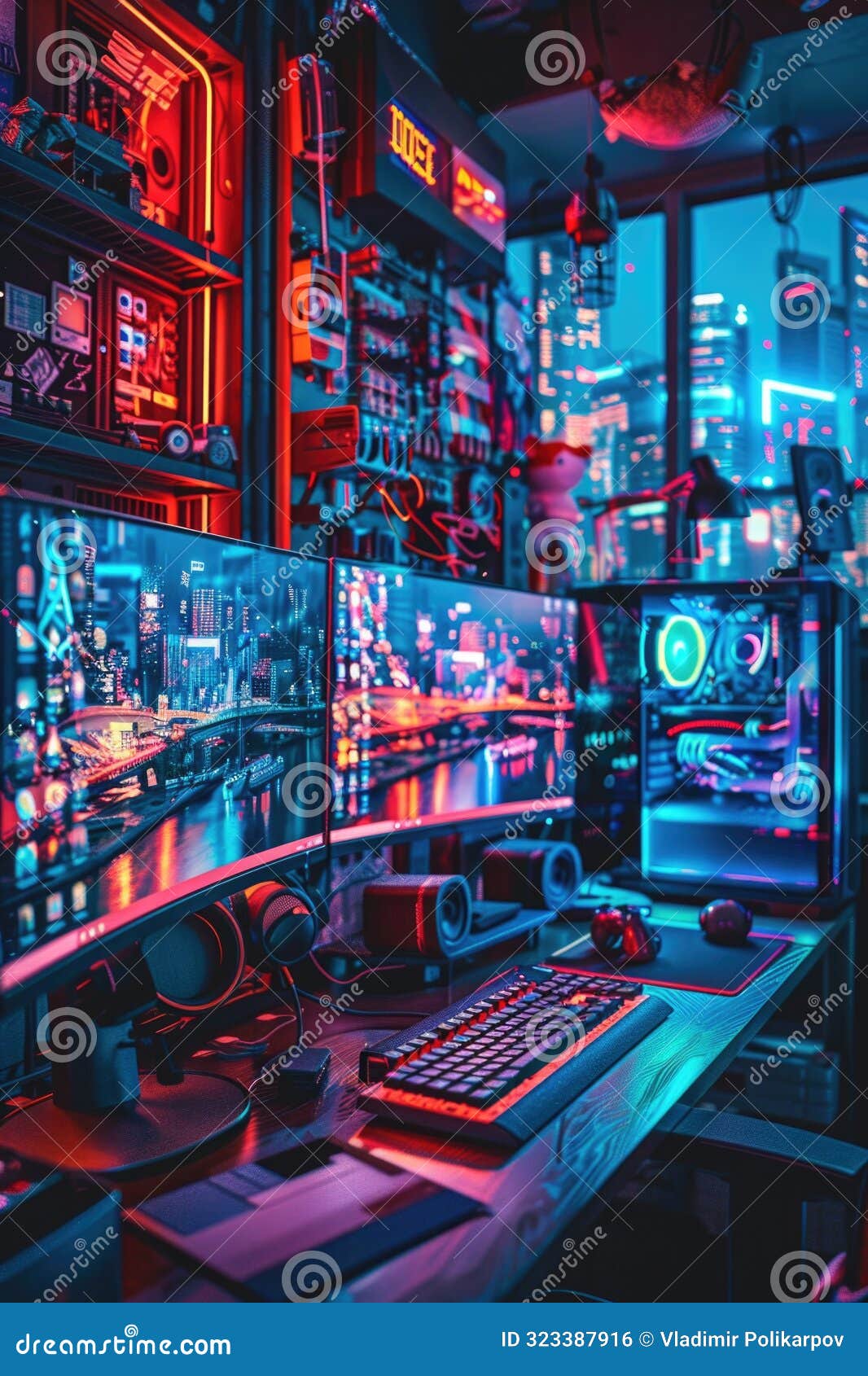 A Typical Office Setup with a Computer Desk, Keyboard, and Monitor ...