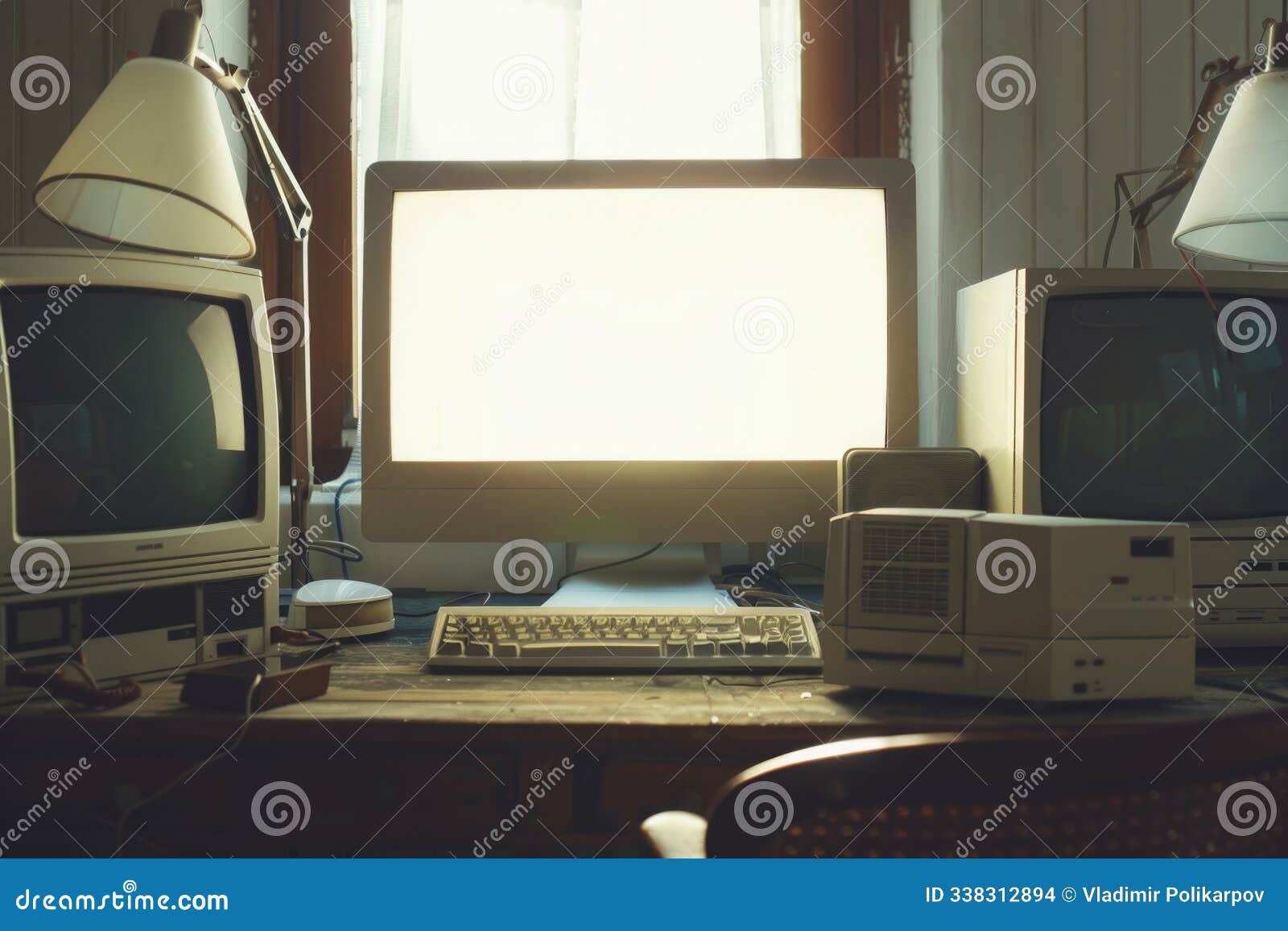 A Typical Office Setup with a Computer, Monitor, Keyboard, and Mouse ...