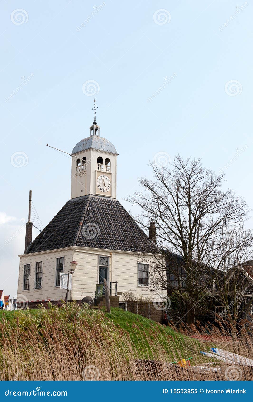 Typical old Dutch church stock image. Image of durgerdam - 15503855