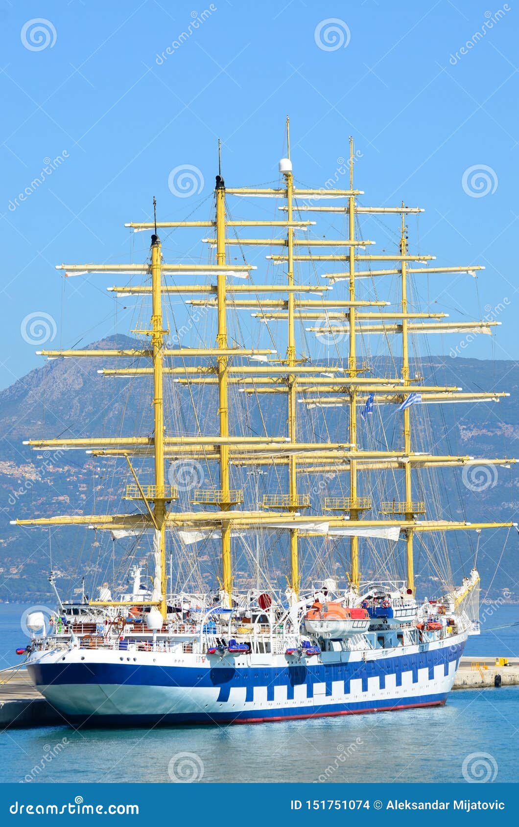 Typical Old Five Mast Sailing Ship Stock Photo - Image of nautical ...