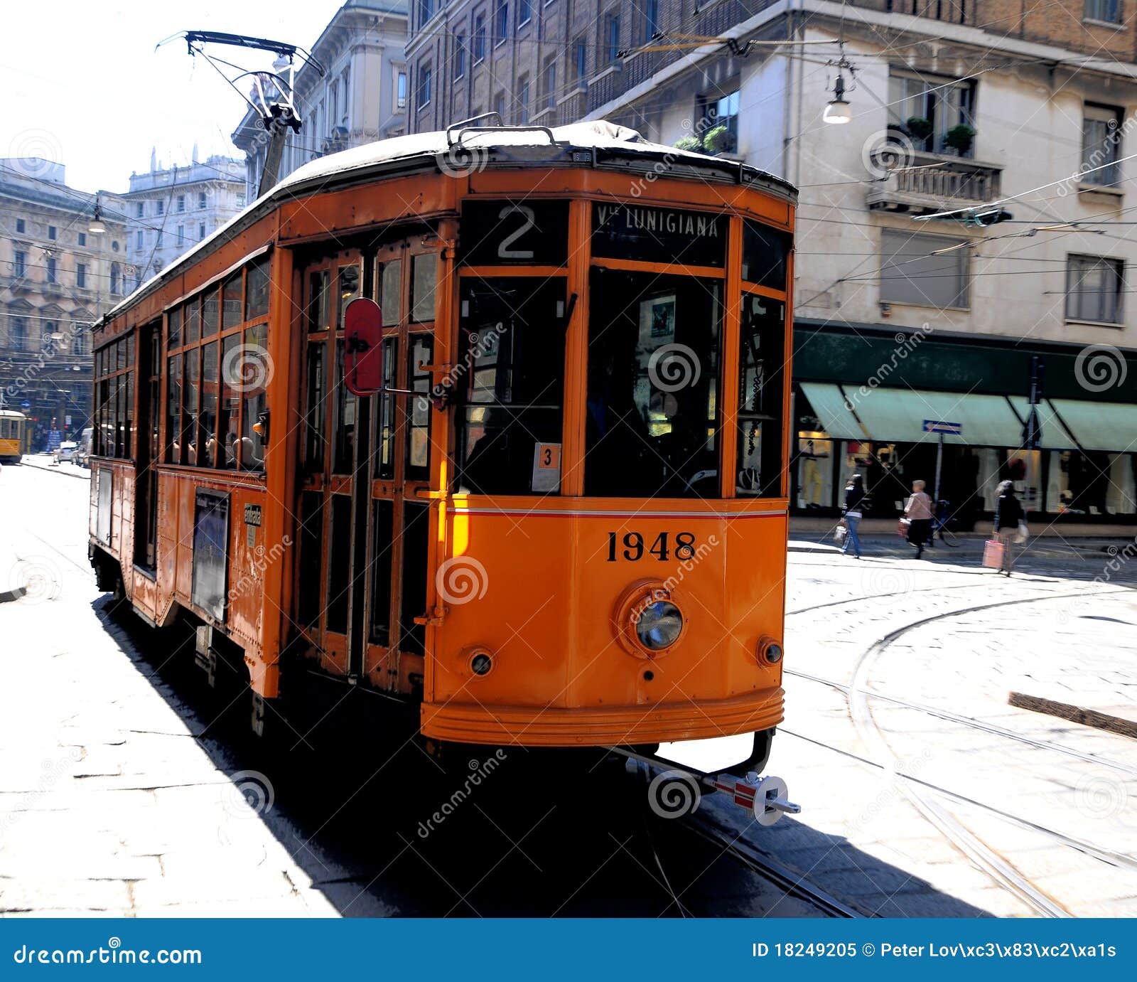 Typical old Milan tram editorial image. Image of europe - 18249205