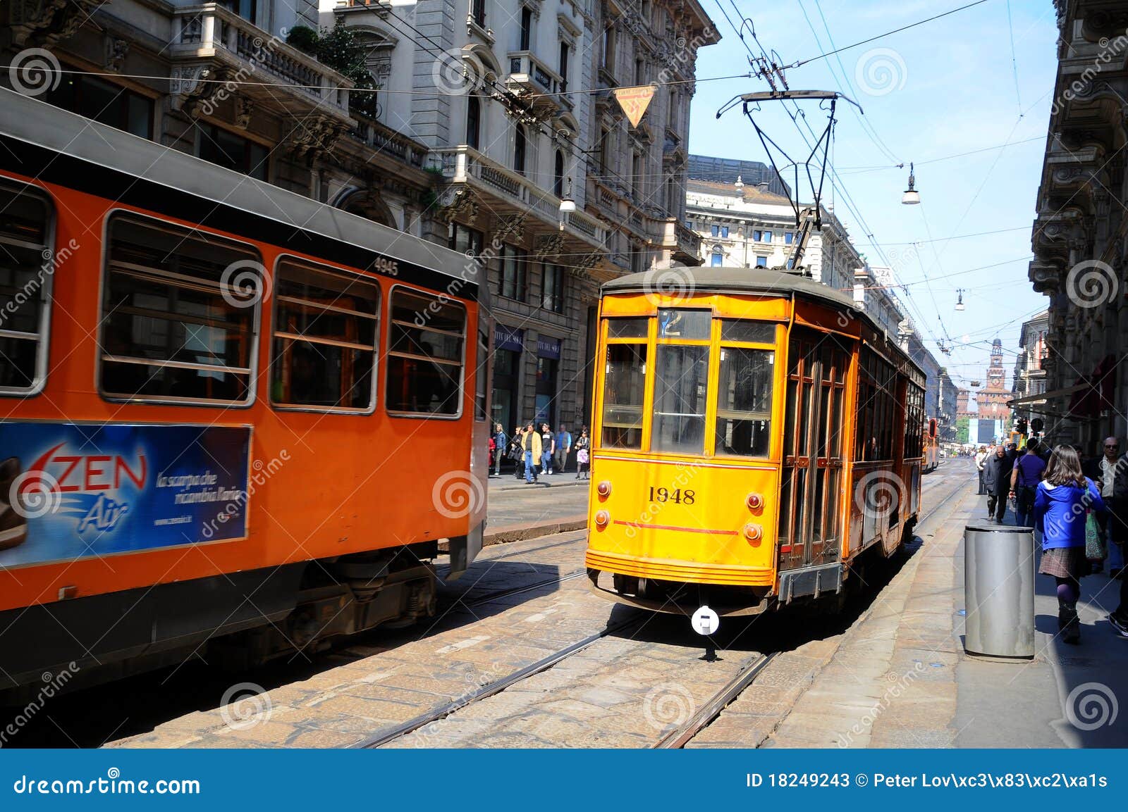 Typical old Milan trams editorial stock photo. Image of italy - 18249243