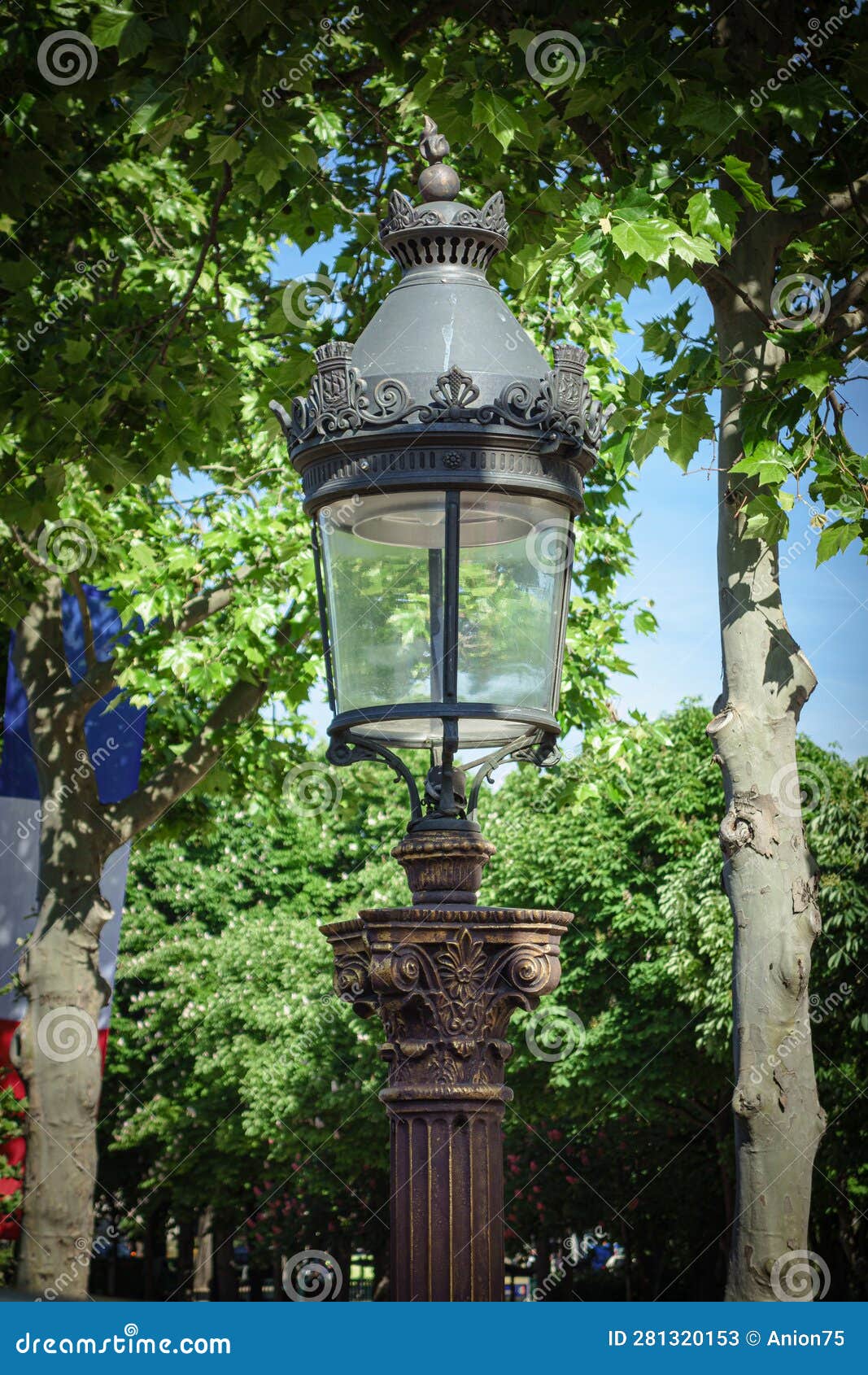 Typical Paris Street Lamp, Paris, May 2014 Stock Image - Image of blue ...