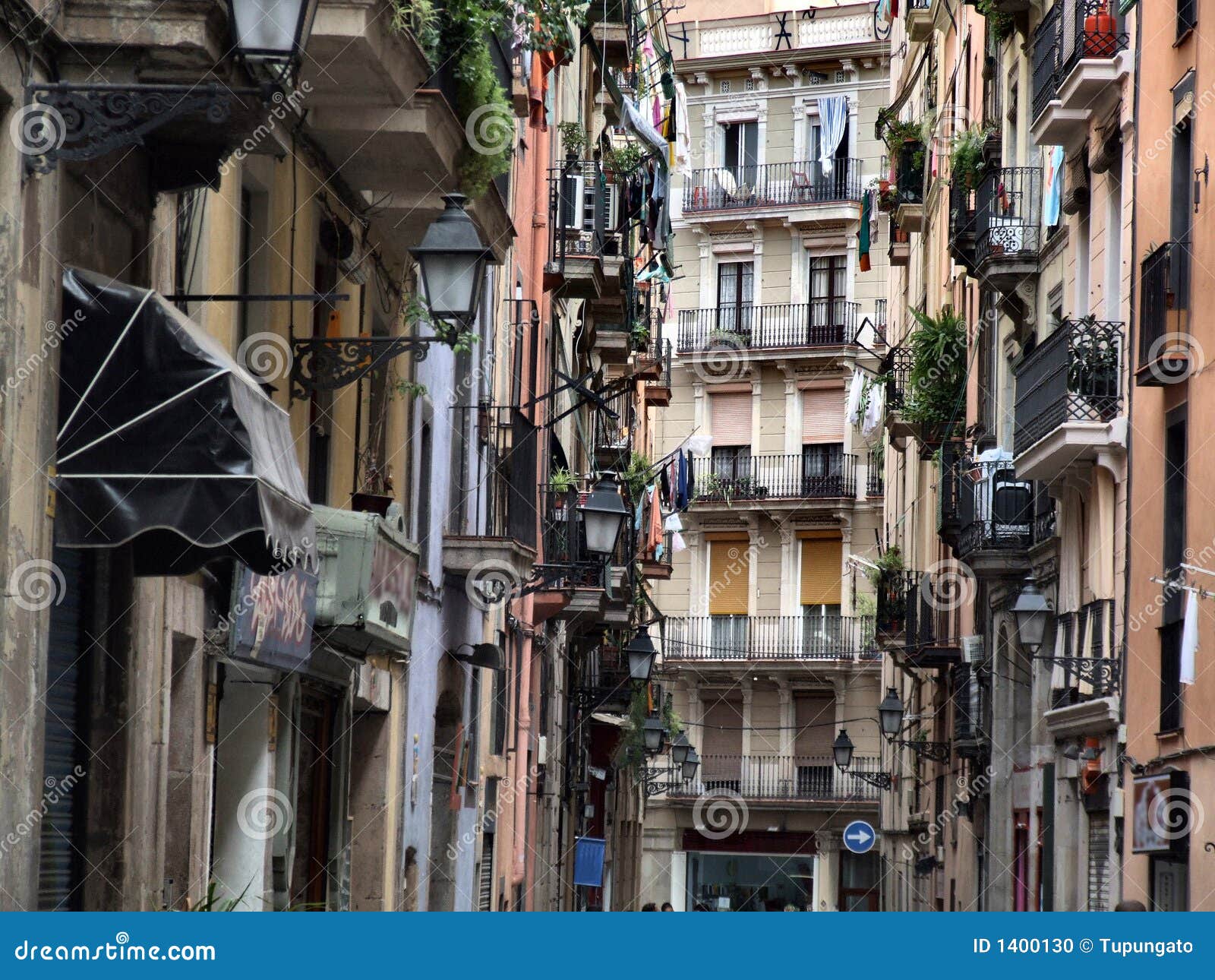 Typical Old Town Street in Barcelona Stock Photo - Image of catalonia ...