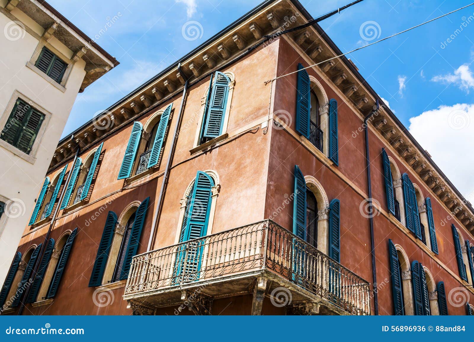 Typical Orange Building with Antique Windows in Verona Stock Photo ...