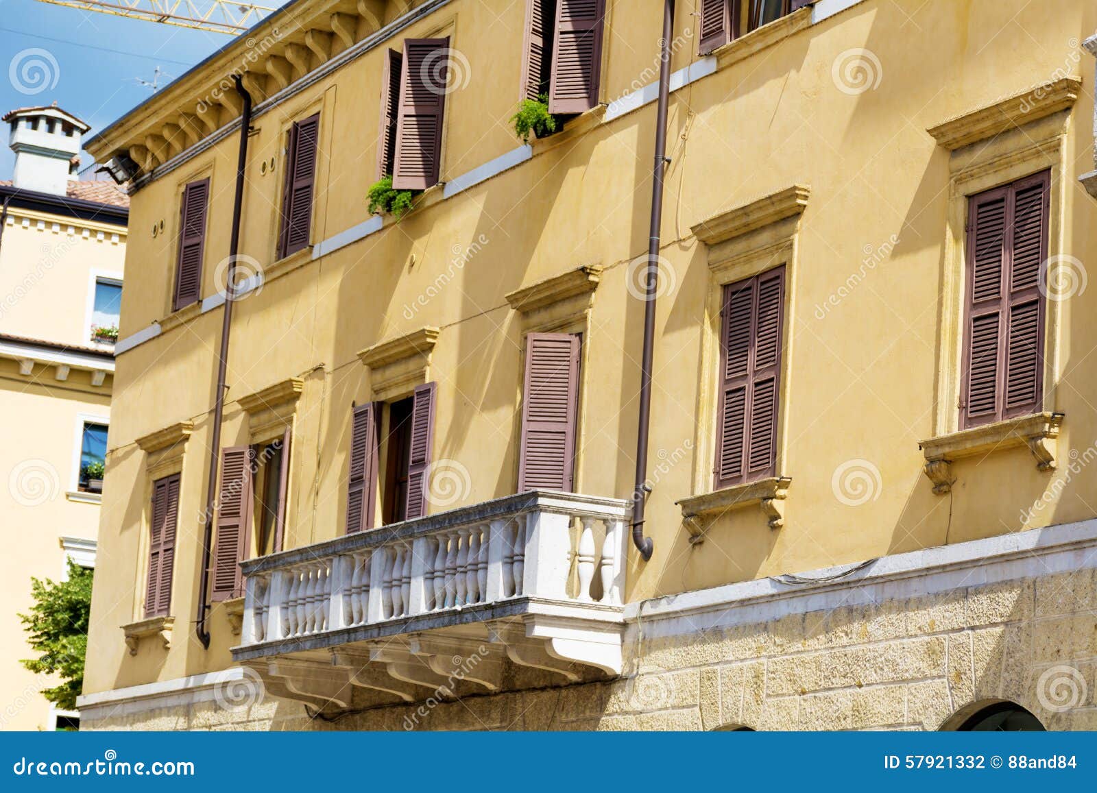 Typical Orange Building with Antique Windows in Verona Stock Photo ...