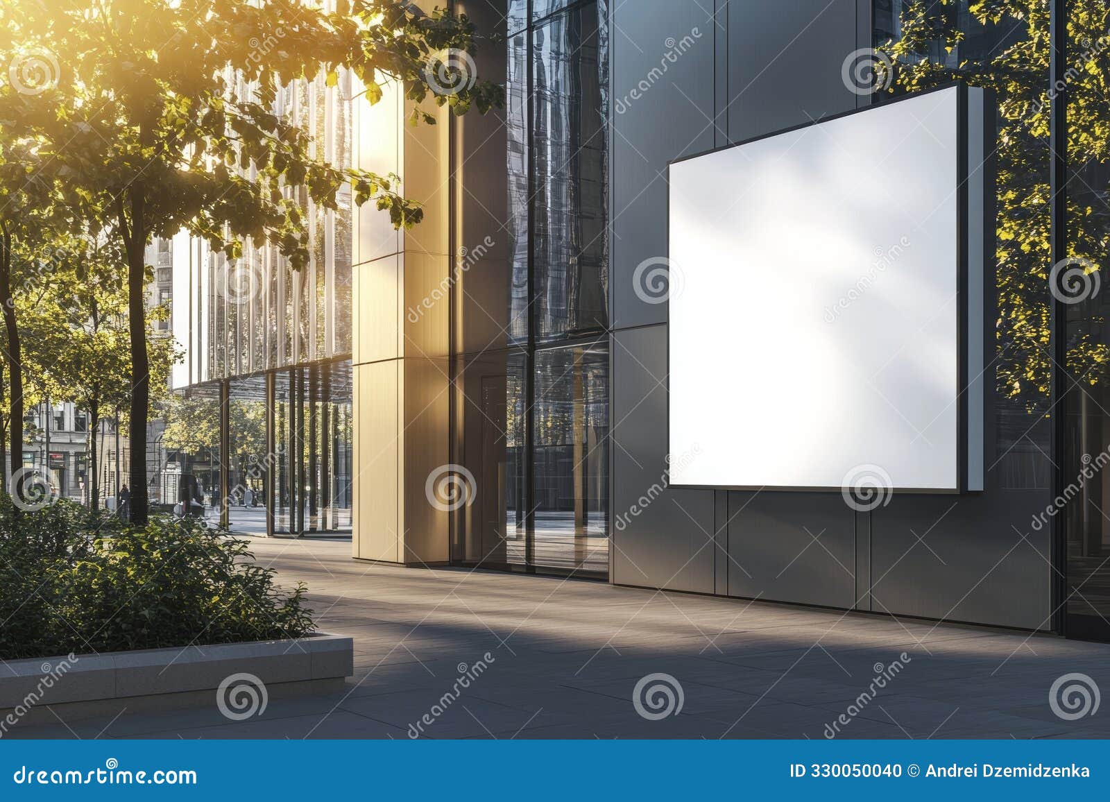 Typical Outdoor Advertisement Mockup on a Modern Building Facade. Stock ...