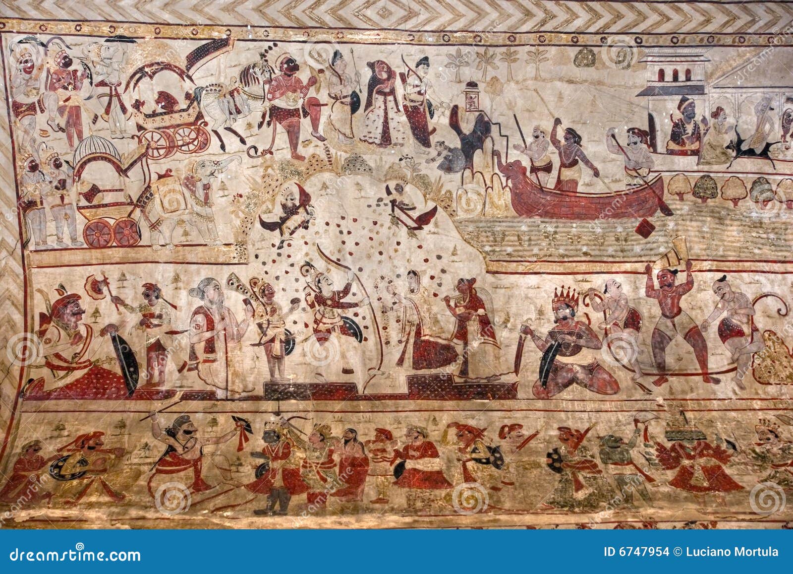 Typical Painting on the Wall. Orcha Palace, India Stock Photo - Image ...