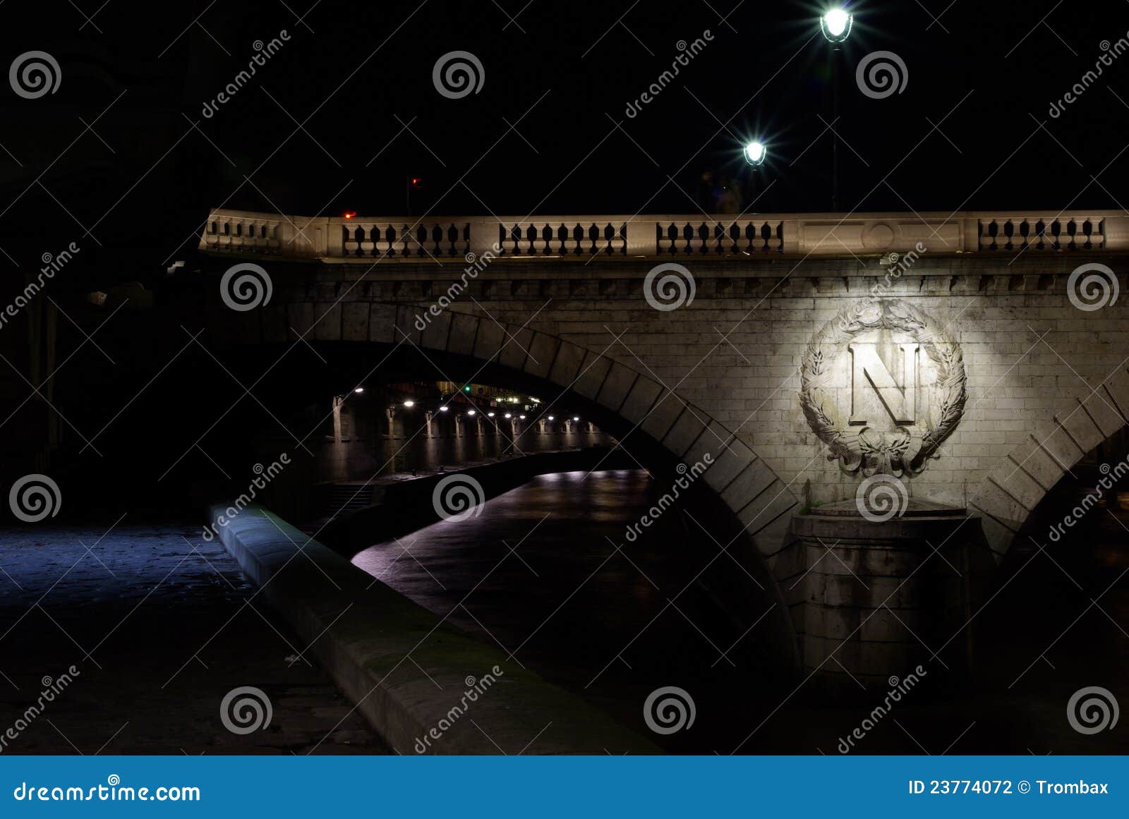 Typical Paris Bridge with Napoleon Sign Stock Photo - Image of napoleon ...