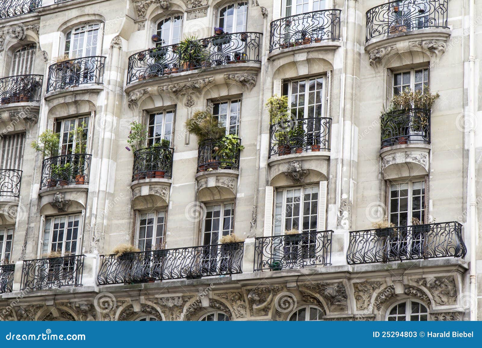 Typical Parisian Architecture with Balcony Stock Image - Image of ...