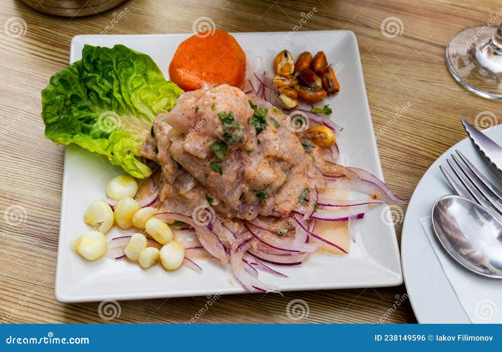 Typical Peruvian seviche stock photo. Image of traditional - 238149596