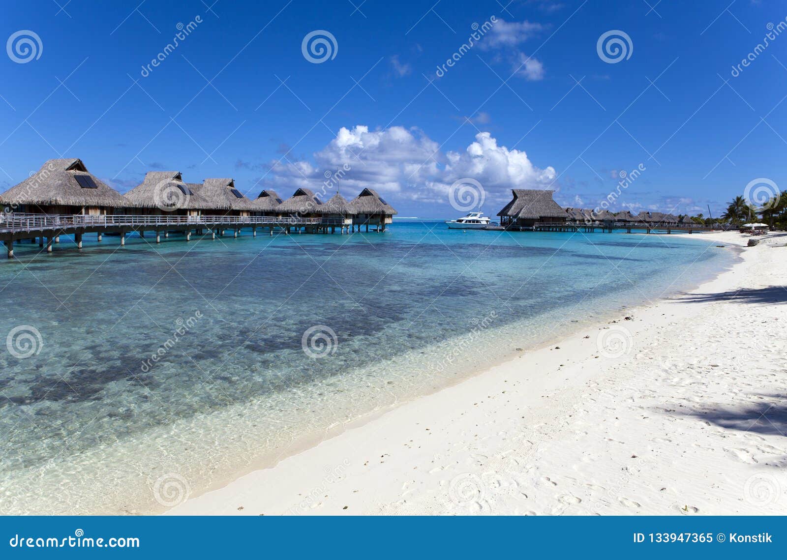 Typical Polynesian Landscape -small Houses on Water Stock Image - Image ...