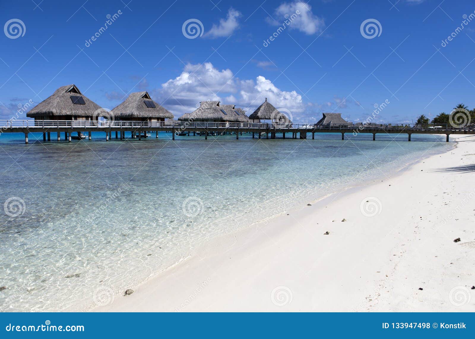 Typical Polynesian Landscape -small Houses on Water Stock Photo - Image ...