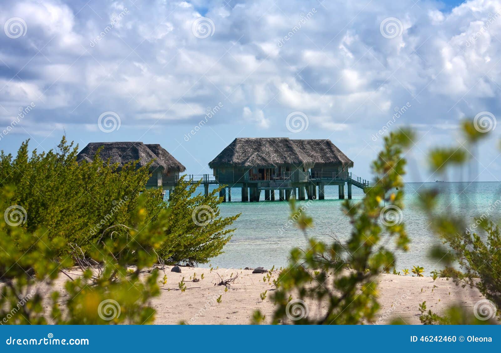 Typical Polynesian Landscape -small Houses on Water. Stock Photo ...