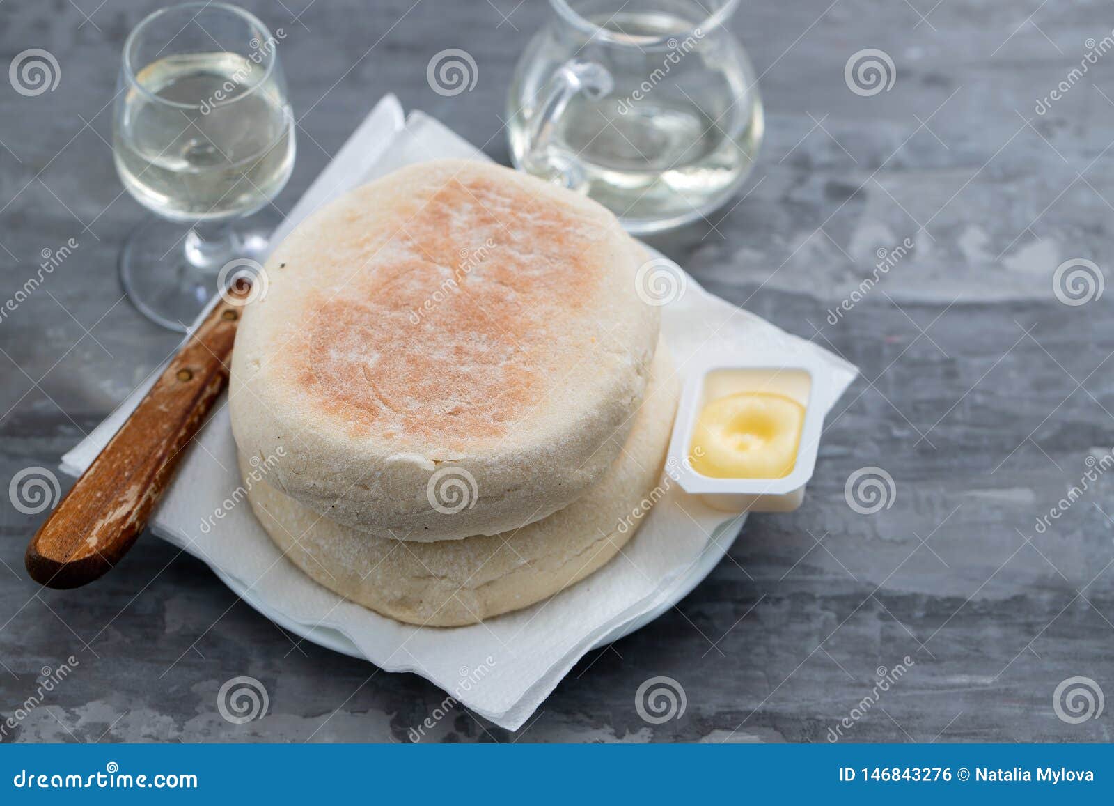 Typical Portuguese Bread of Madeira Bolo Do Caco with Butter Stock ...