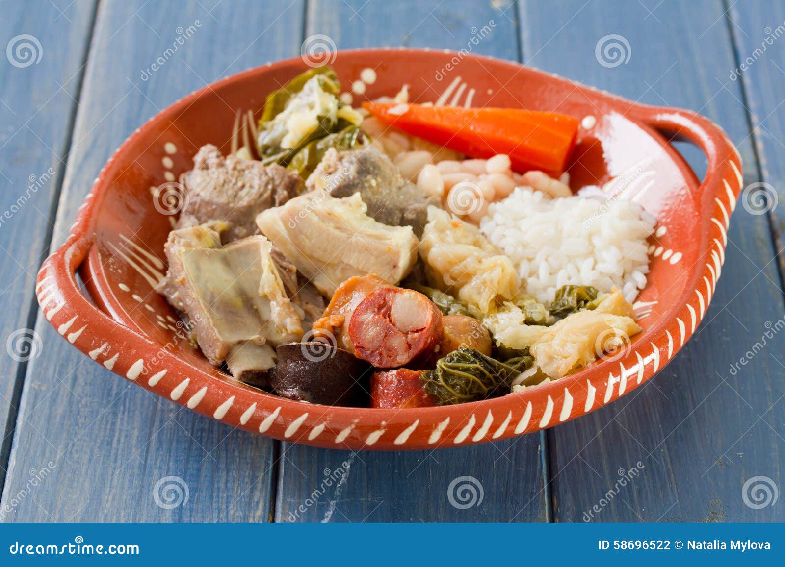 Typical Portuguese Dish on Ceramic Plate Stock Photo - Image of dinner ...